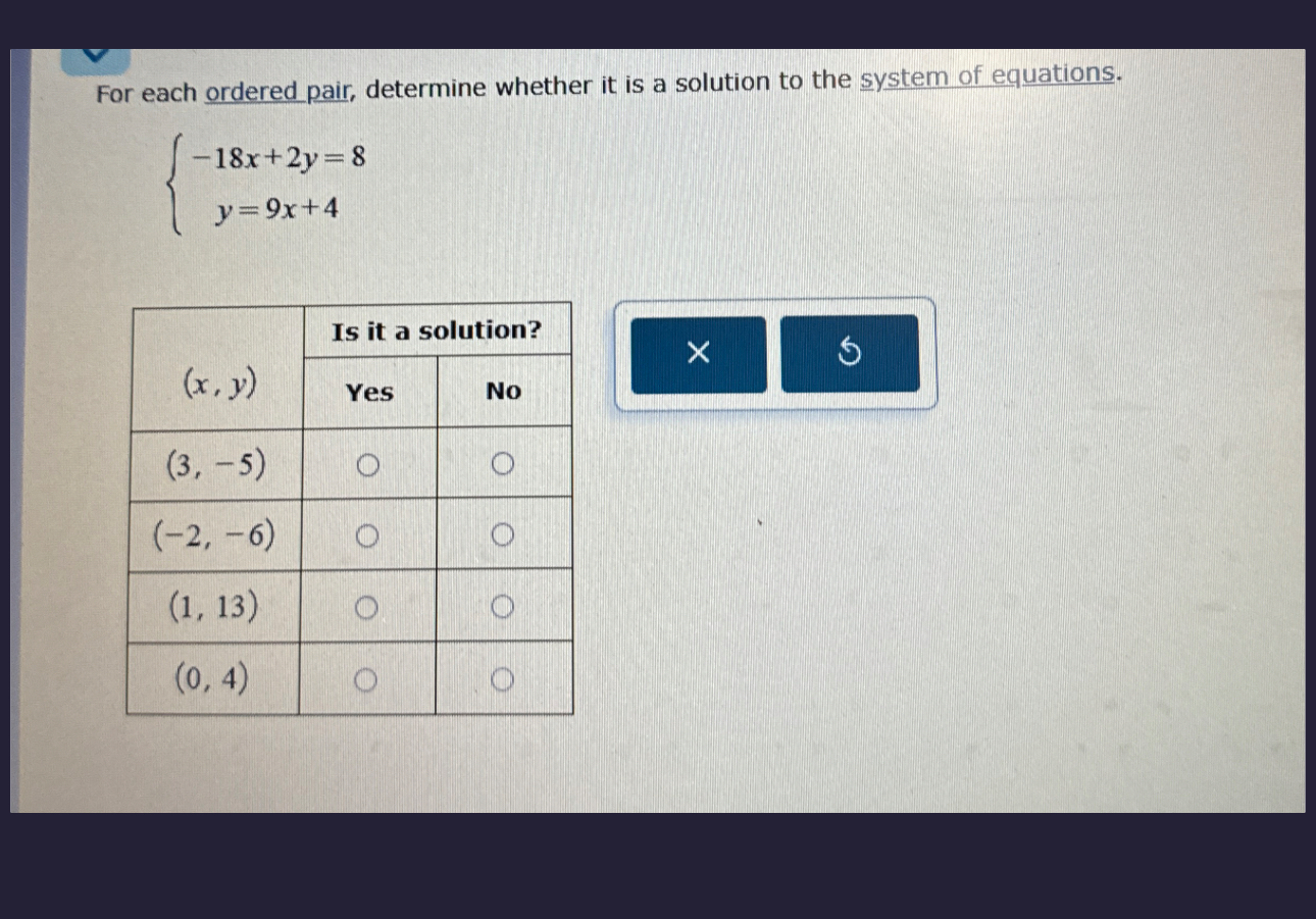 Solved For each ordered pair, determine whether it is a | Chegg.com
