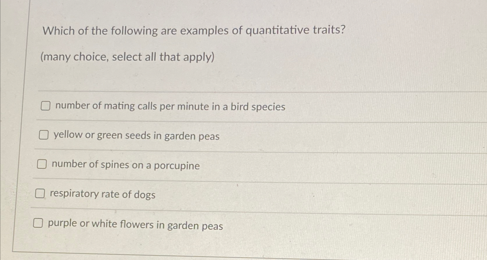 Solved Which of the following are examples of quantitative | Chegg.com