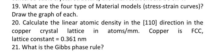 Solved 19. What are the four type of Material models | Chegg.com
