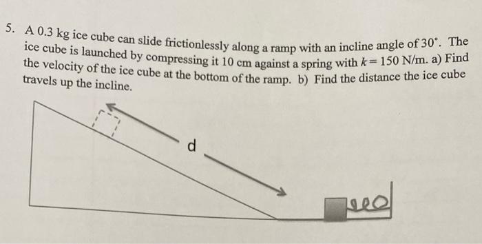 Solved 5. A 0.3 kg ice cube can slide frictionlessly along a | Chegg.com
