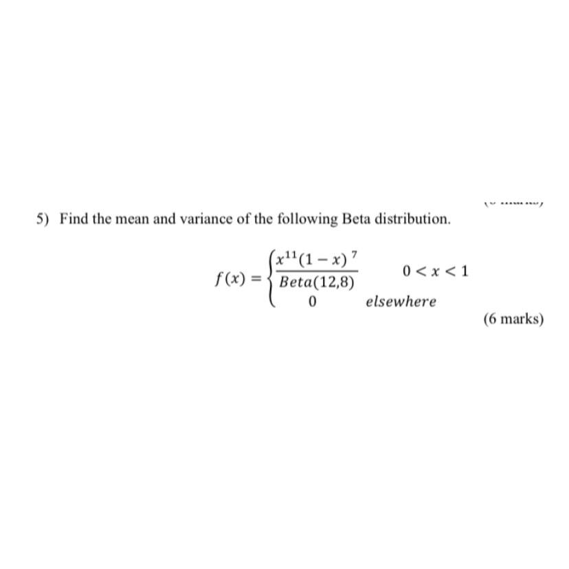 Solved Find the mean and variance of the following Beta | Chegg.com