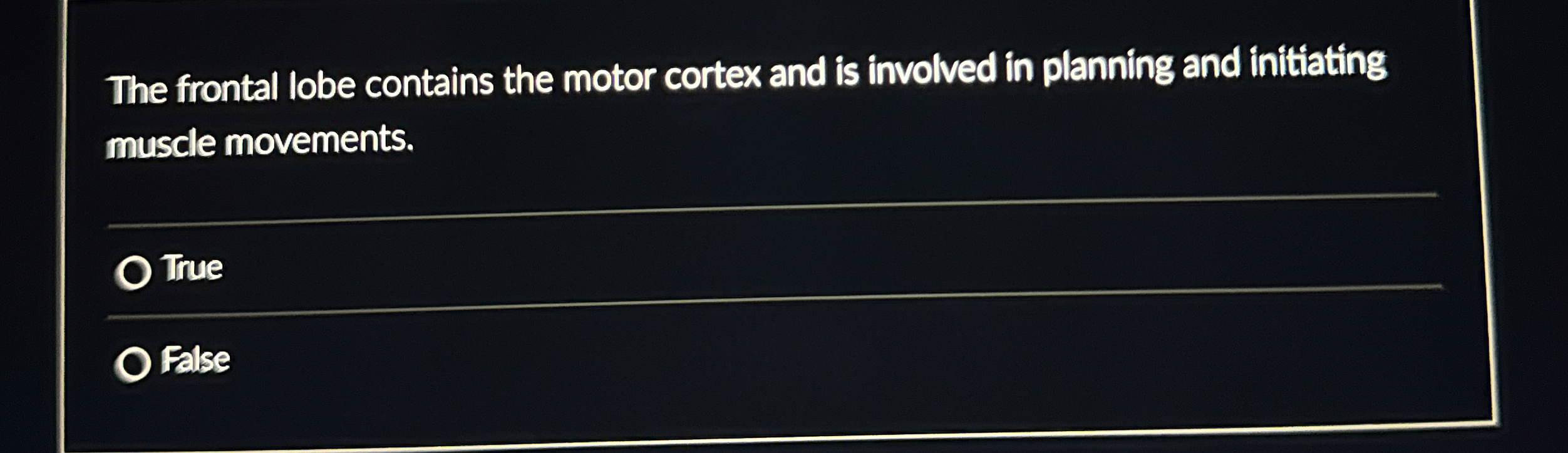 Solved The frontal lobe contains the motor cortex and is | Chegg.com