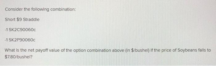 Solved Consider the following combination: Short $9 Straddle | Chegg.com
