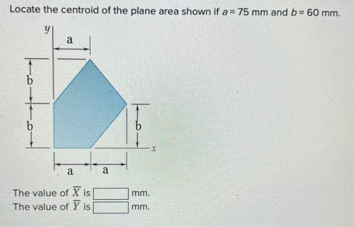 Solved Locate the centroid of the plane area shown if a=75 | Chegg.com