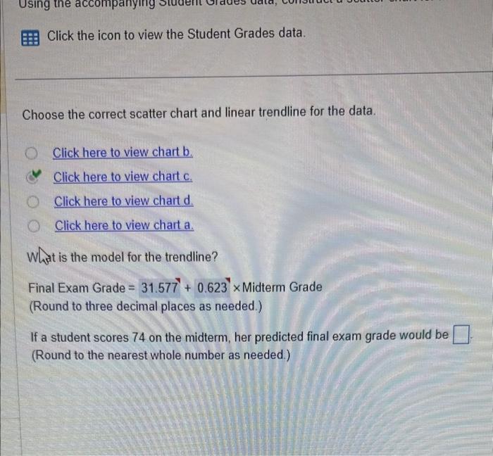 Click the icon to view the Student Grades data. | Chegg.com