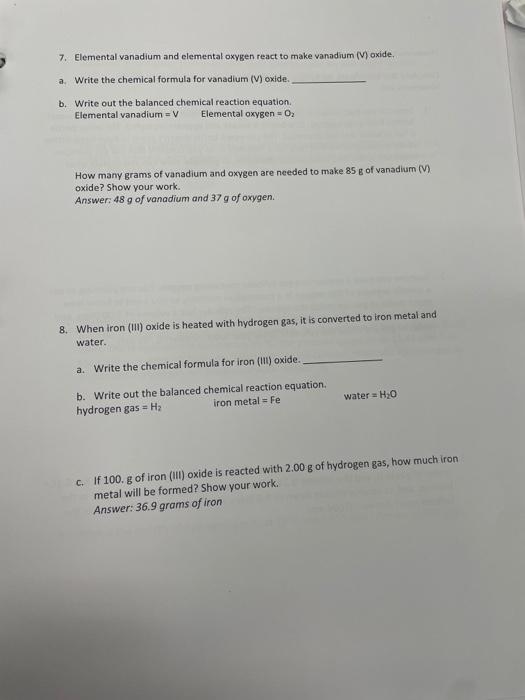 Solved b. Write out the balanced chemical reaction equation. | Chegg.com