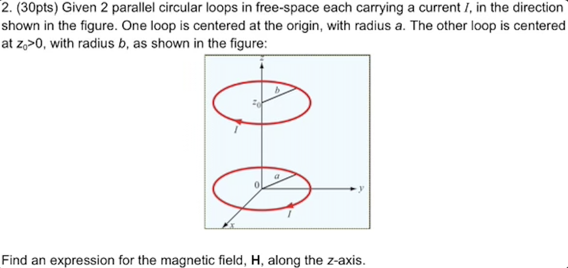 Solved 2. (30pts) ﻿Given 2 ﻿parallel circular loops in | Chegg.com