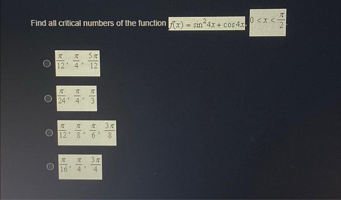 Solved Find all critical numbers of the function ( f(x)=sin | Chegg.com