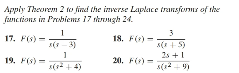 Solved Apply Theorem 2 ﻿to find the inverse Laplace | Chegg.com