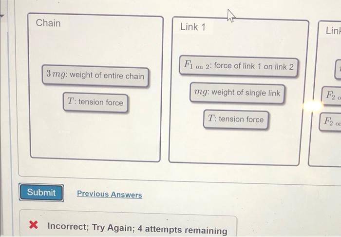 Solved A student suspends a chain consisting of three links, | Chegg.com