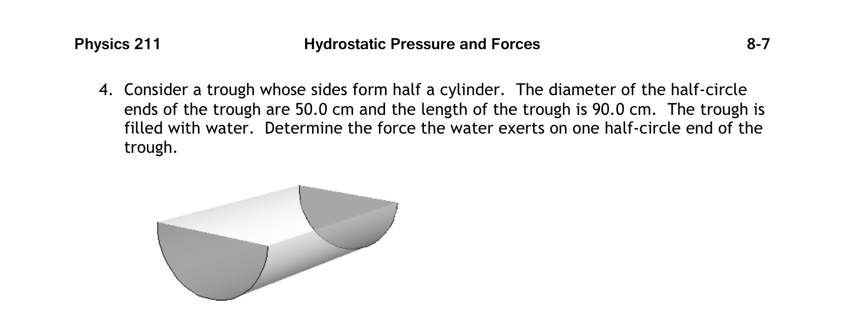 Solved Physics 211Hydrostatic Pressure and Forces8-74. | Chegg.com