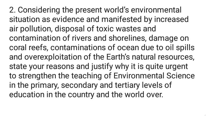 Solved 2. Considering the present world's environmental | Chegg.com
