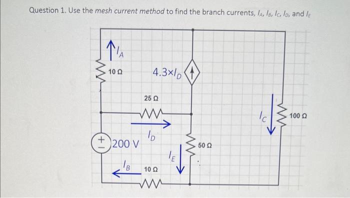 Solved Question 1. Use the mesh current method to find the | Chegg.com