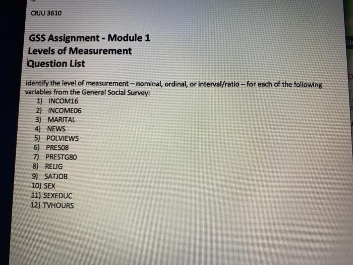 Solved Identify the level of measurement – nominal, ordinal, | Chegg.com