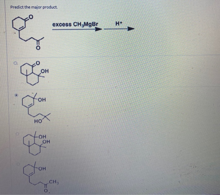 Solved Predict the major product excess CH2MgBr не на | Chegg.com