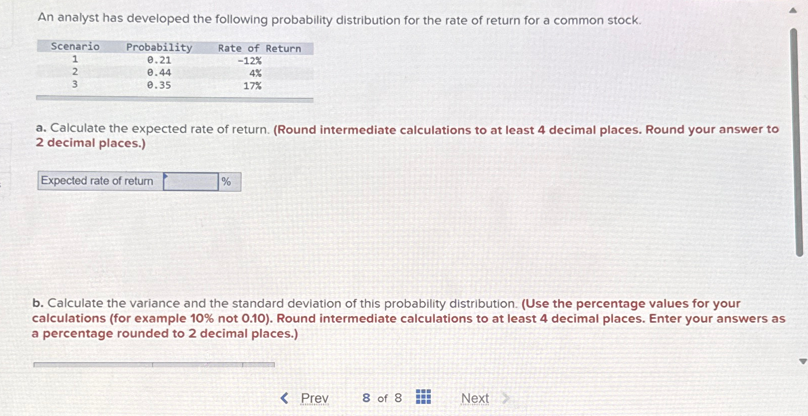 Solved An analyst has developed the following probability | Chegg.com