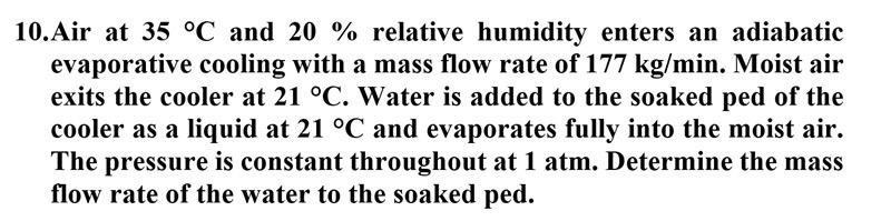 Solved Air at 35°C ﻿and 20% ﻿relative humidity enters an | Chegg.com
