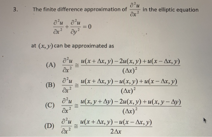 Solved 2²u 3. The finite difference approximation of in the | Chegg.com