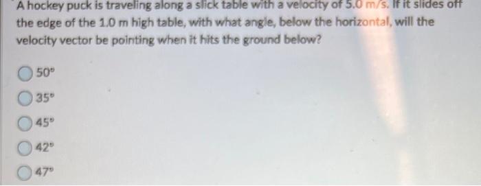 Solved A hockey puck is traveling along a slick table with a | Chegg.com