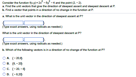 Solved Consider the function f(x,y)=2x2-5y2-4 ﻿and the point | Chegg.com