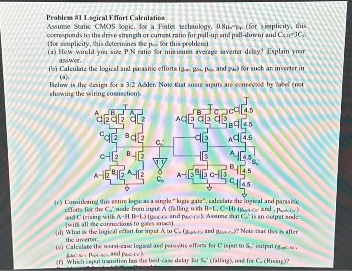 Problem 1 Logical Effort Calculation Assume Static