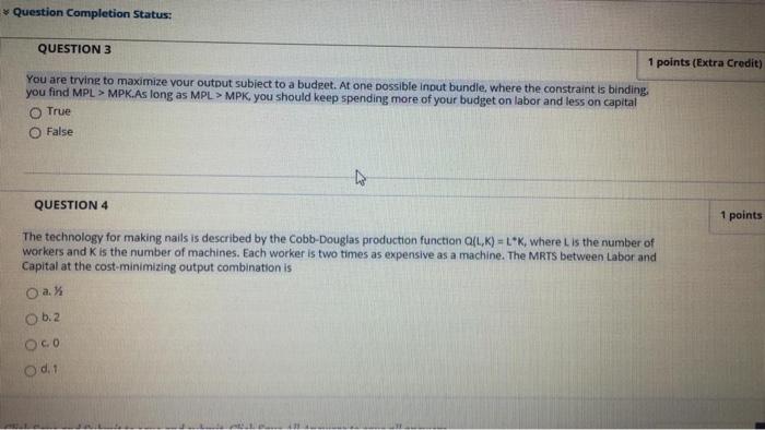 Solved * Question Completion Status: QUESTION 3 1 points | Chegg.com
