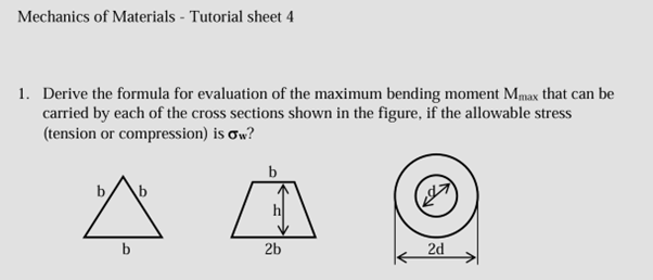 Solved Mechanics of Materials - ﻿Tutorial sheet 4Derive the | Chegg.com