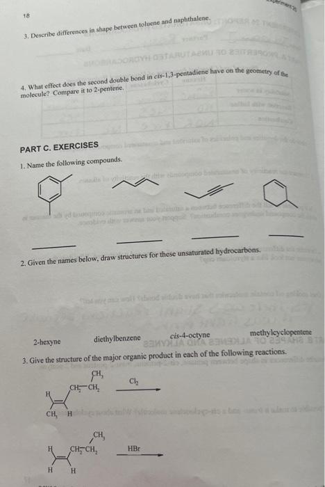 Solved 3. Describe differences in shape between tolvene and | Chegg.com