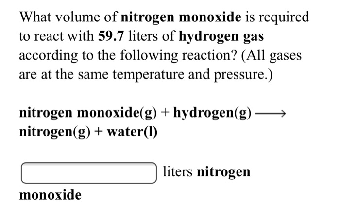 Solved What volume of nitrogen monoxide is required to react | Chegg.com