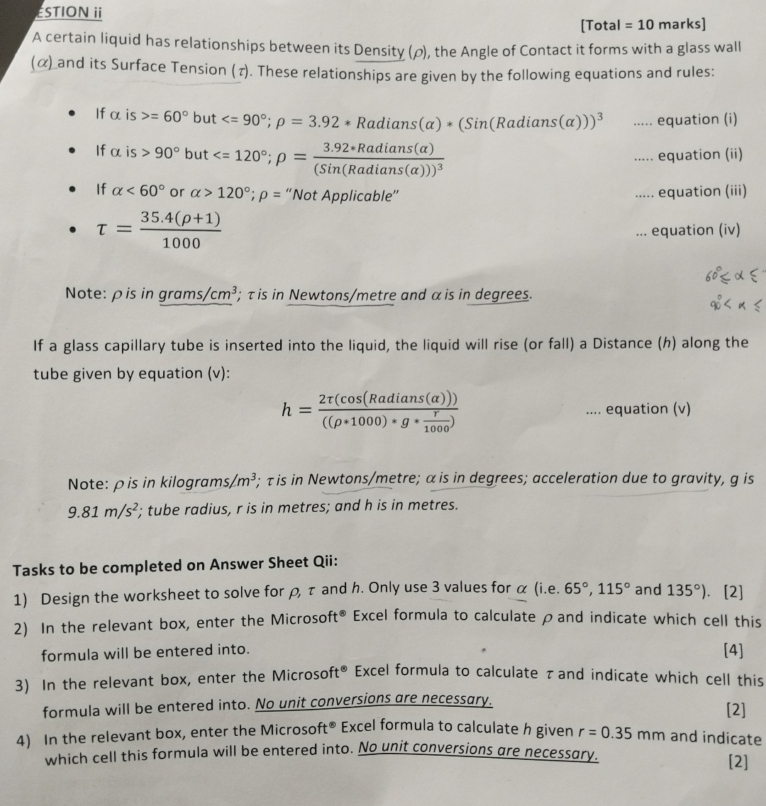 Solved ESTION ii[Total =10 ﻿marks]A certain liquid has | Chegg.com
