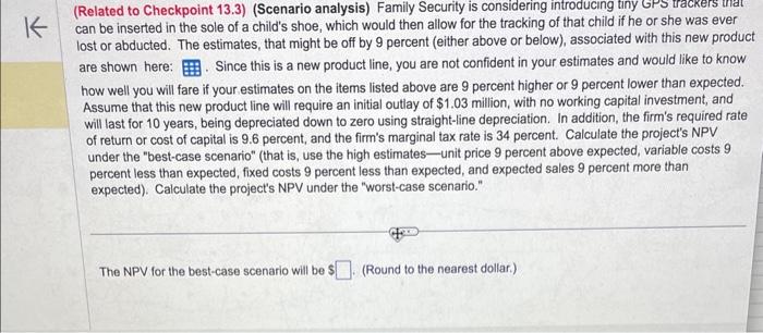 Solved (Related to Checkpoint 13.3) (Scenario analysis) | Chegg.com