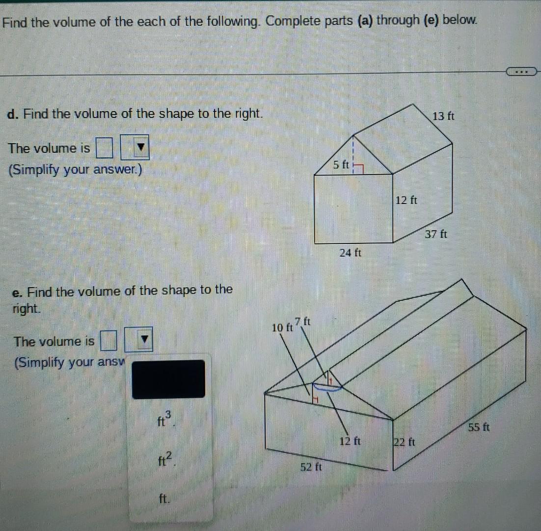 Solved Find the volume of the each of the following. | Chegg.com