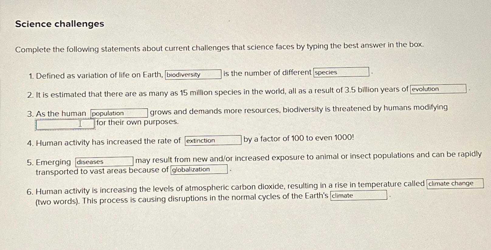 Solved Science challengesComplete the following statements | Chegg.com