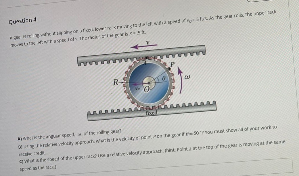 Solved Question 4A gear is rolling without slipping on a | Chegg.com