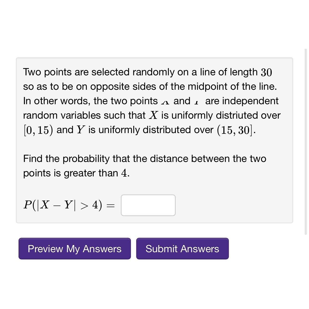 Solved Two points are selected randomly on a line of length | Chegg.com