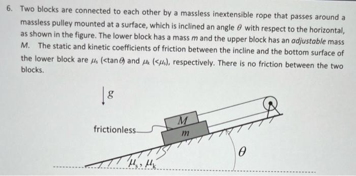 Solved 6. Two blocks are connected to each other by a | Chegg.com