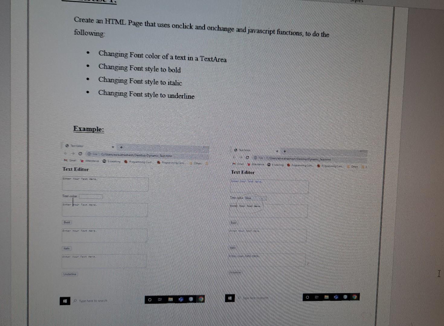 Solved Create an HTML Page that uses onclick and onchange | Chegg.com