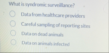 Solved What is syndromic surveillance?Data from healthcare | Chegg.com