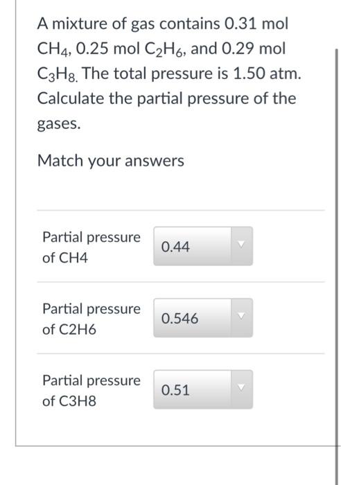 Solved A mixture of gas contains 0.31 mol CH4, 0.25 mol | Chegg.com