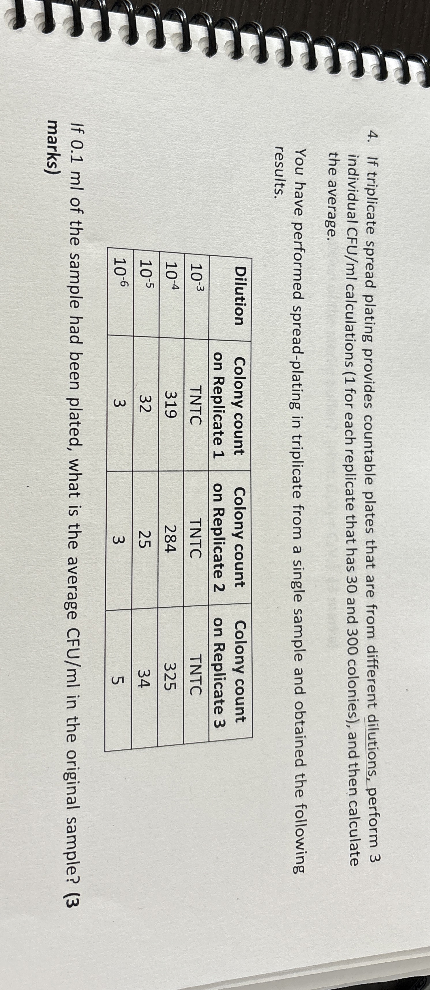 Solved If triplicate spread plating provides countable | Chegg.com