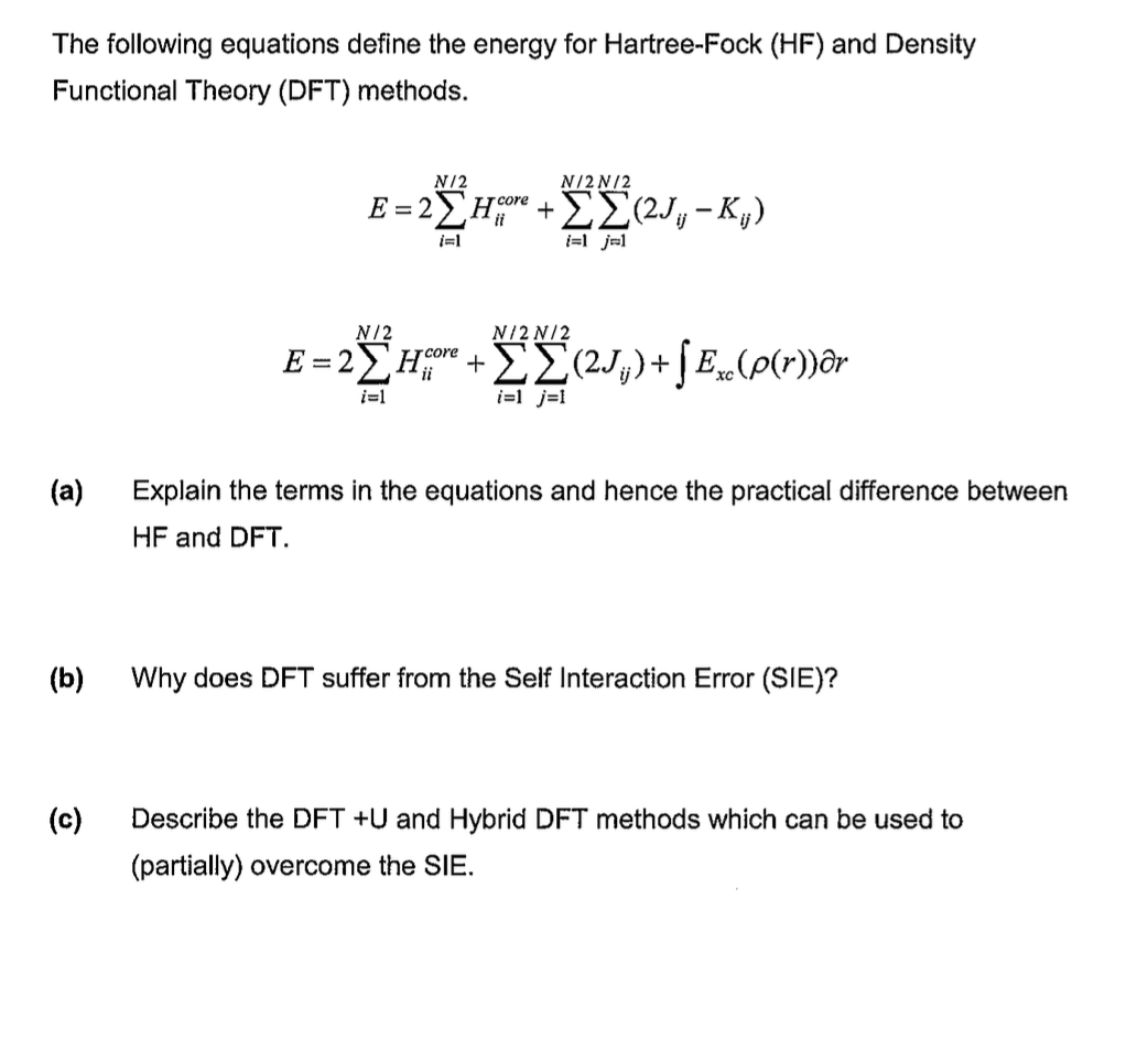 Solved The following equations define the energy for | Chegg.com