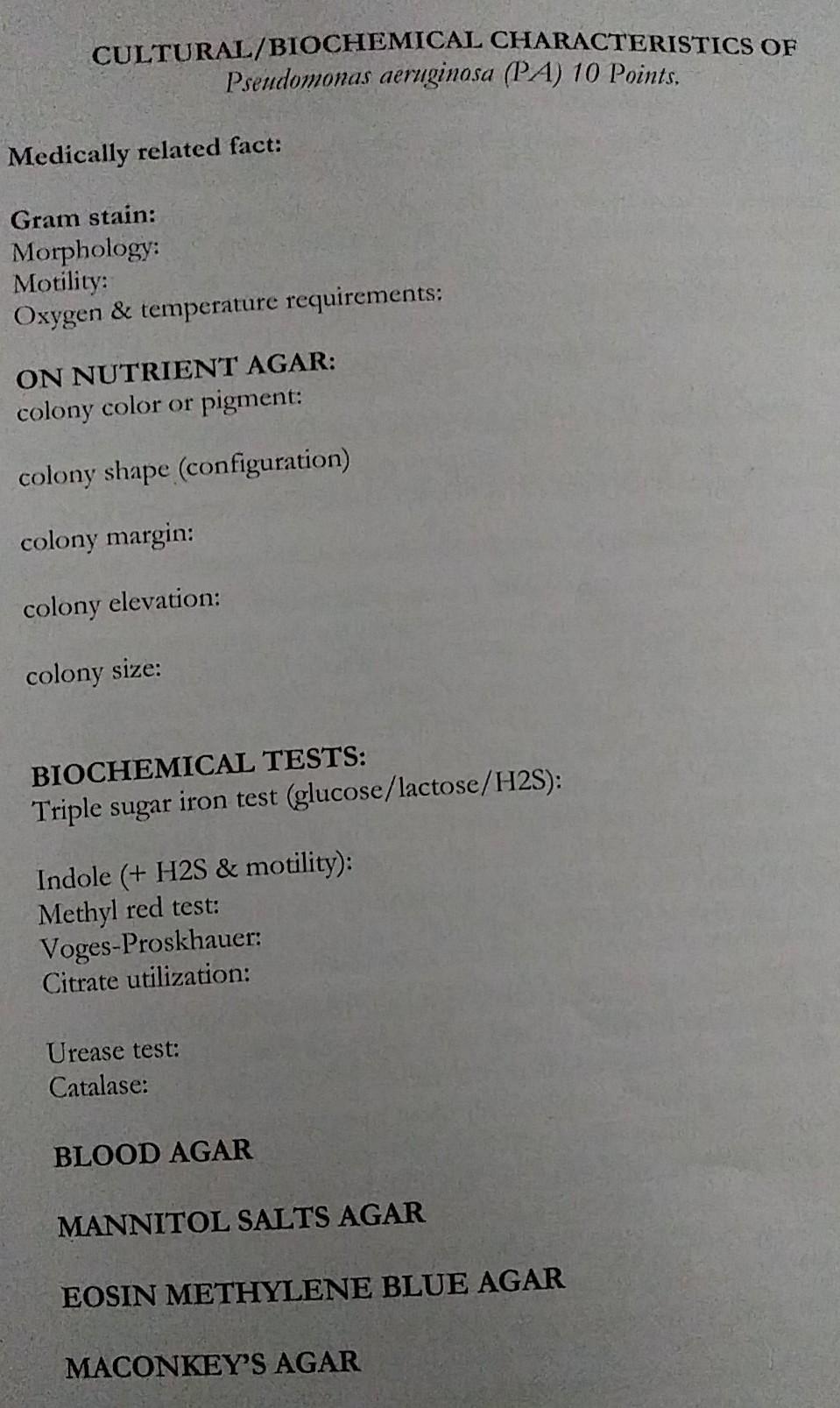 Solved CULTURAL/BIOCHEMICAL CHARACTERISTICS OF Salmonella | Chegg.com