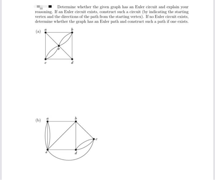 Solved Determine whether the given graph has an Euler | Chegg.com