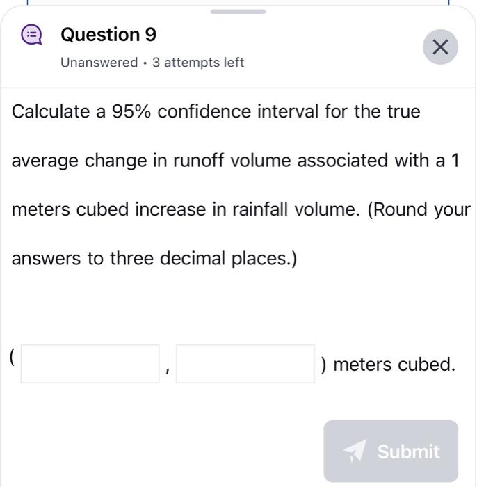 Solved Consider the following data on x= rainfall volume | Chegg.com