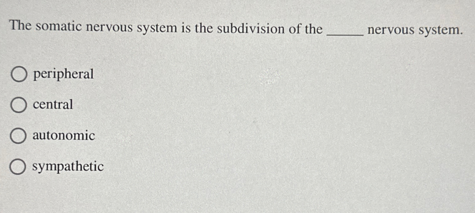 Solved The somatic nervous system is the subdivision of the | Chegg.com