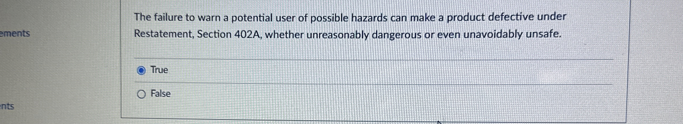 Solved The failure to warn a potential user of possible | Chegg.com
