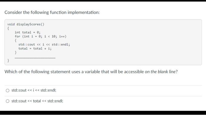 Solved Which of the following statement uses a variable that | Chegg.com