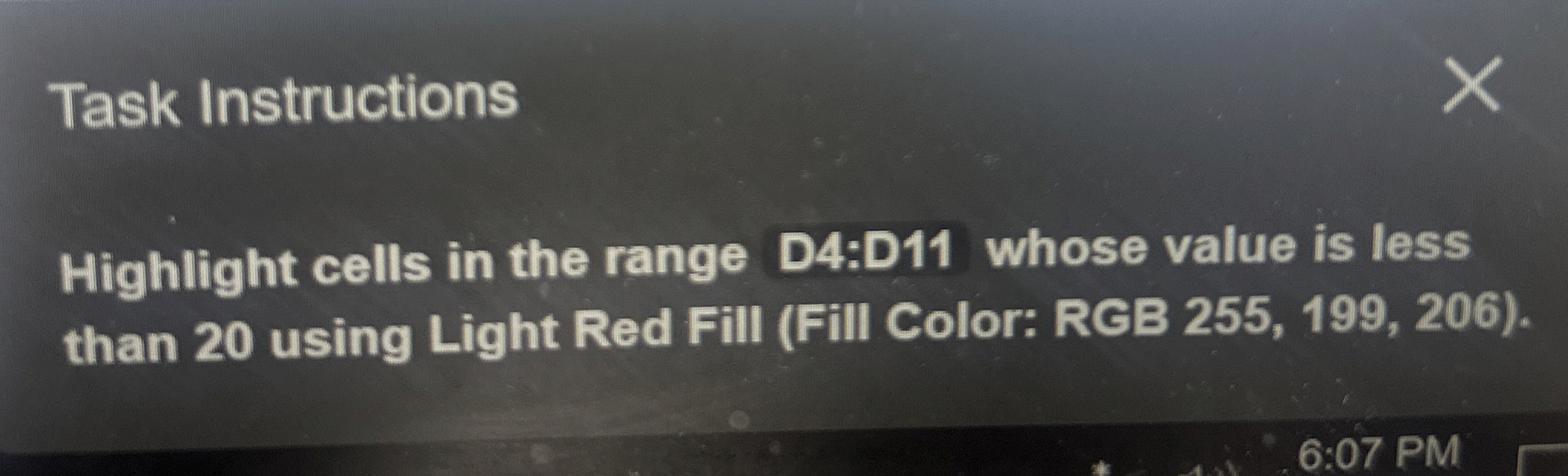 Solved Task InstructionsHighlight cells in the range D4:D11 | Chegg.com