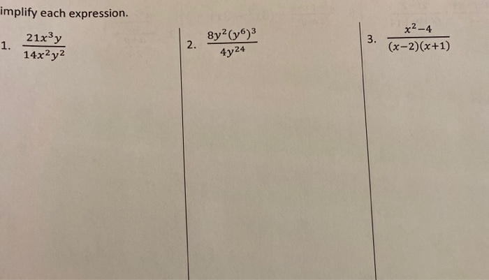 Solved implify each expression. 8y2(y6)3 3. x² - 4 | Chegg.com