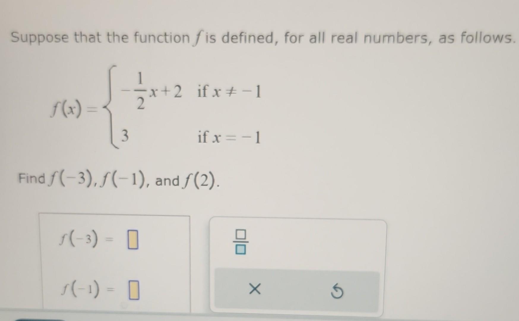 Solved Suppose that the function f is defined, for all real | Chegg.com